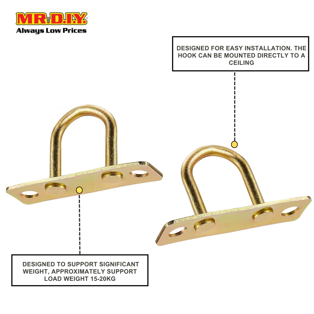 (MR.DIY) Brass Ceiling Fan Bracket Mount D-Type Hook (1pc) (2.7 x 9.2c ...