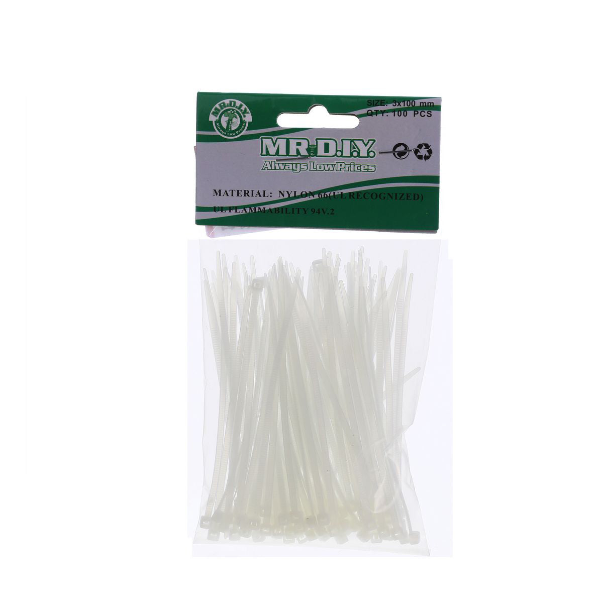 (MR.DIY) White Cable Ties (3mm x 10cm) 100pcs – MR. D.I.Y. ECOMMERCE (M ...